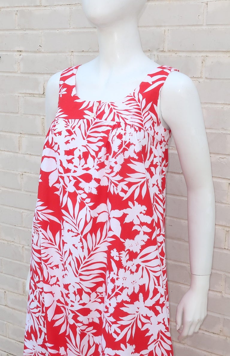 1970's Hilo Hattie's Red and White Hawaiian Floral Muumuu Dress at ...