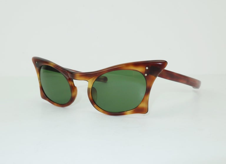 Sculptural French Faux Tortoise Cat Eye Sunglasses, 1950s For Sale at ...