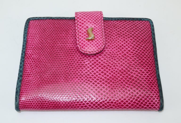 Sharif Vintage Hot Pink Lizard Skin Bifold Card Case Wallet at 1stDibs ...