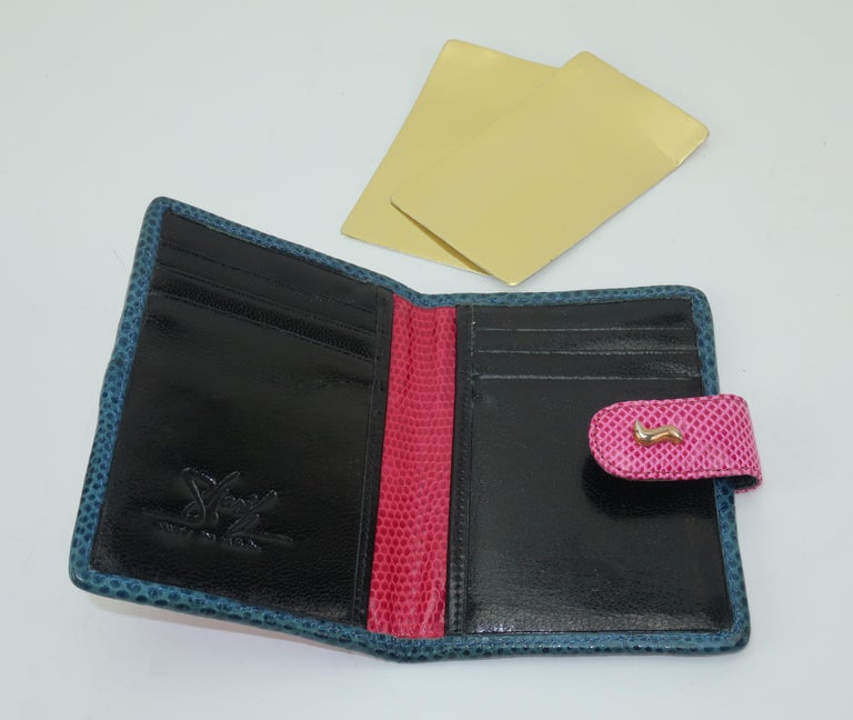 Sharif Vintage Hot Pink Lizard Skin Bifold Card Case Wallet at 1stDibs ...