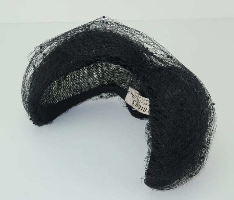 C.1950 Black Net Swiss Dot Fascinator Hat at 1stDibs | black net hat