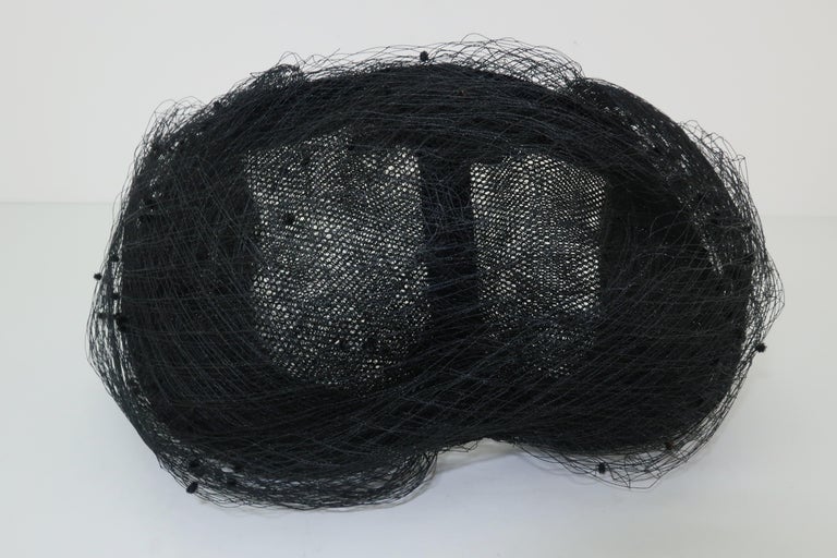 C.1950 Black Net Swiss Dot Fascinator Hat at 1stDibs | black net hat