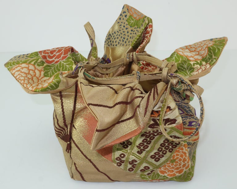 1950's Drawstring Silk Handbag From Japanese Obi Cloth at 1stDibs