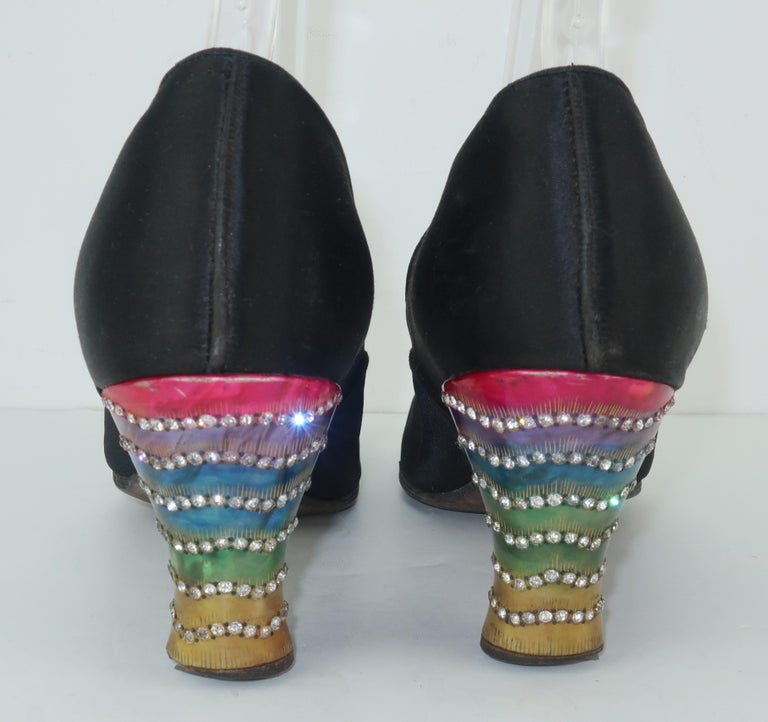 1920's Art Deco Celluloid and Rhinestone Heels Flapper Evening Shoes at ...