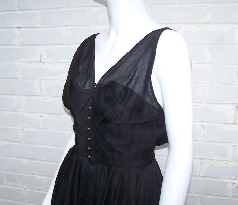 c.1950 Classic Claire McCardell Full Skirted Black Cotton Dress at ...