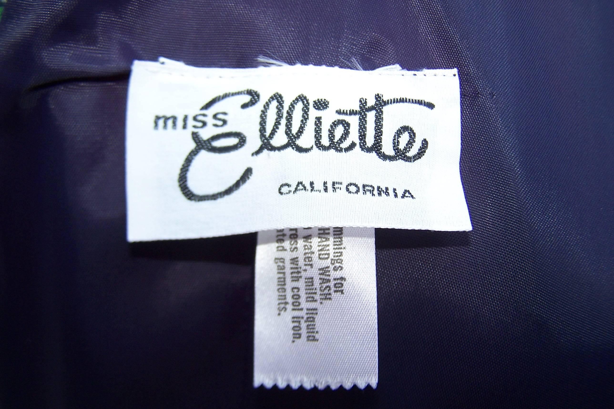 1970s Miss Elliette Dark Floral Maxi Peasant Dress at 1stDibs