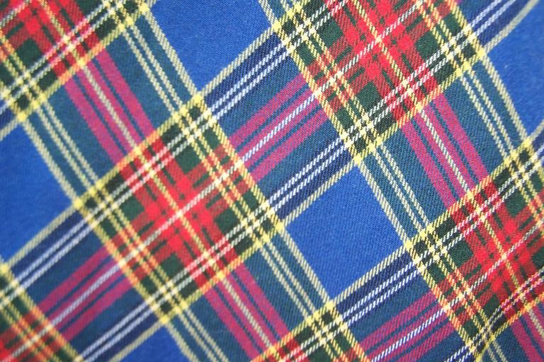 1970's Electric Blue Wool Plaid Maxi Skirt For Sale at 1stDibs