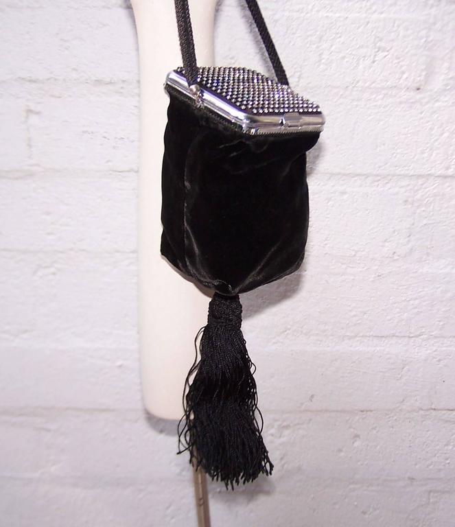 Velvet and Rhinestones C.1950 Flapper Inspired Evans Powder Compact ...