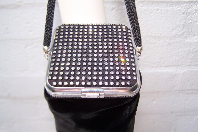 Velvet and Rhinestones C.1950 Flapper Inspired Evans Powder Compact ...