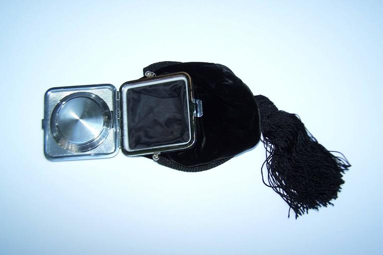 Velvet and Rhinestones C.1950 Flapper Inspired Evans Powder Compact ...