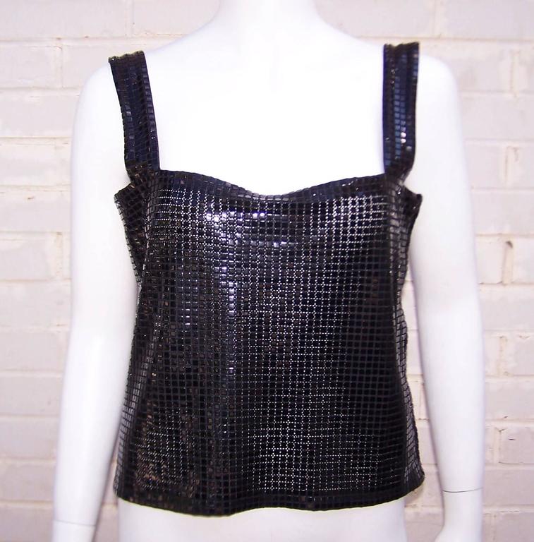 1980's Krizia Space Age Black Mesh Disco Top at 1stDibs