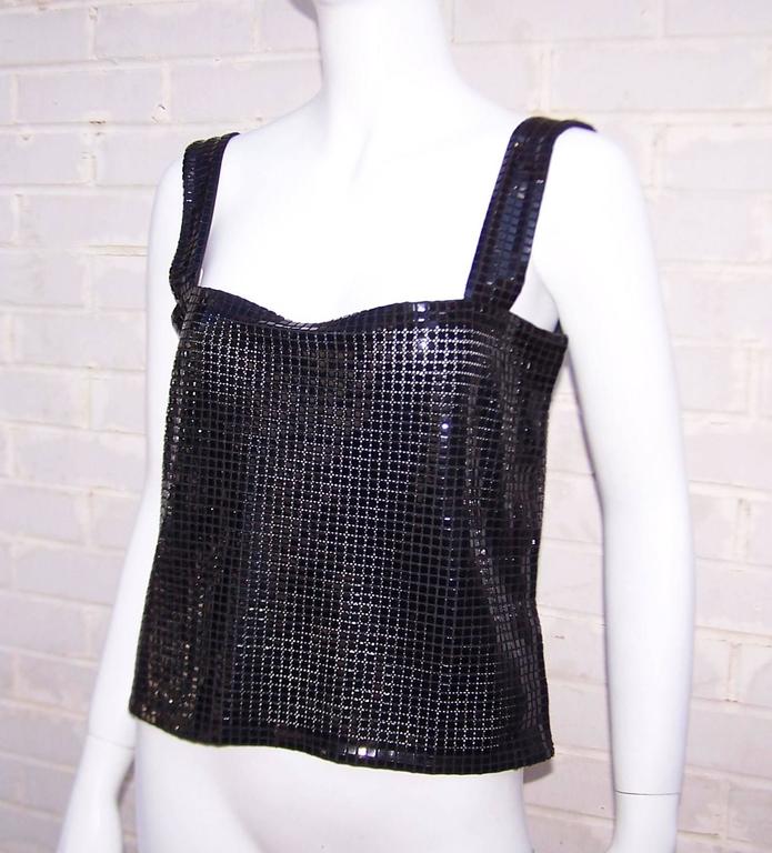 1980's Krizia Space Age Black Mesh Disco Top at 1stDibs
