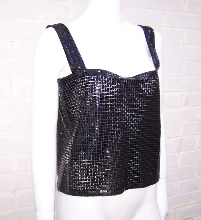 1980's Krizia Space Age Black Mesh Disco Top at 1stDibs