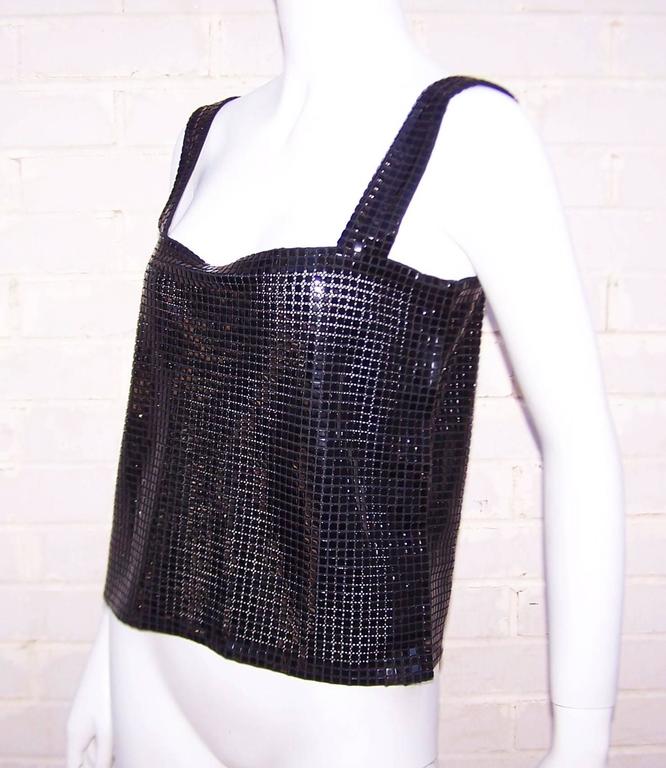 1980's Krizia Space Age Black Mesh Disco Top at 1stDibs