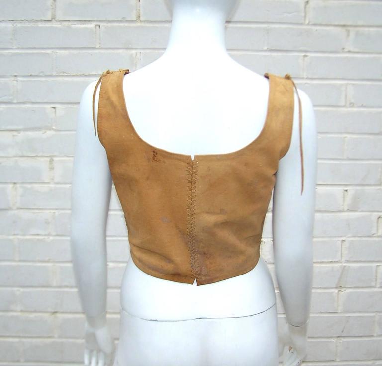 Early 1970's Char Hand Painted Leather Lace Up Corset Vest at 1stDibs ...