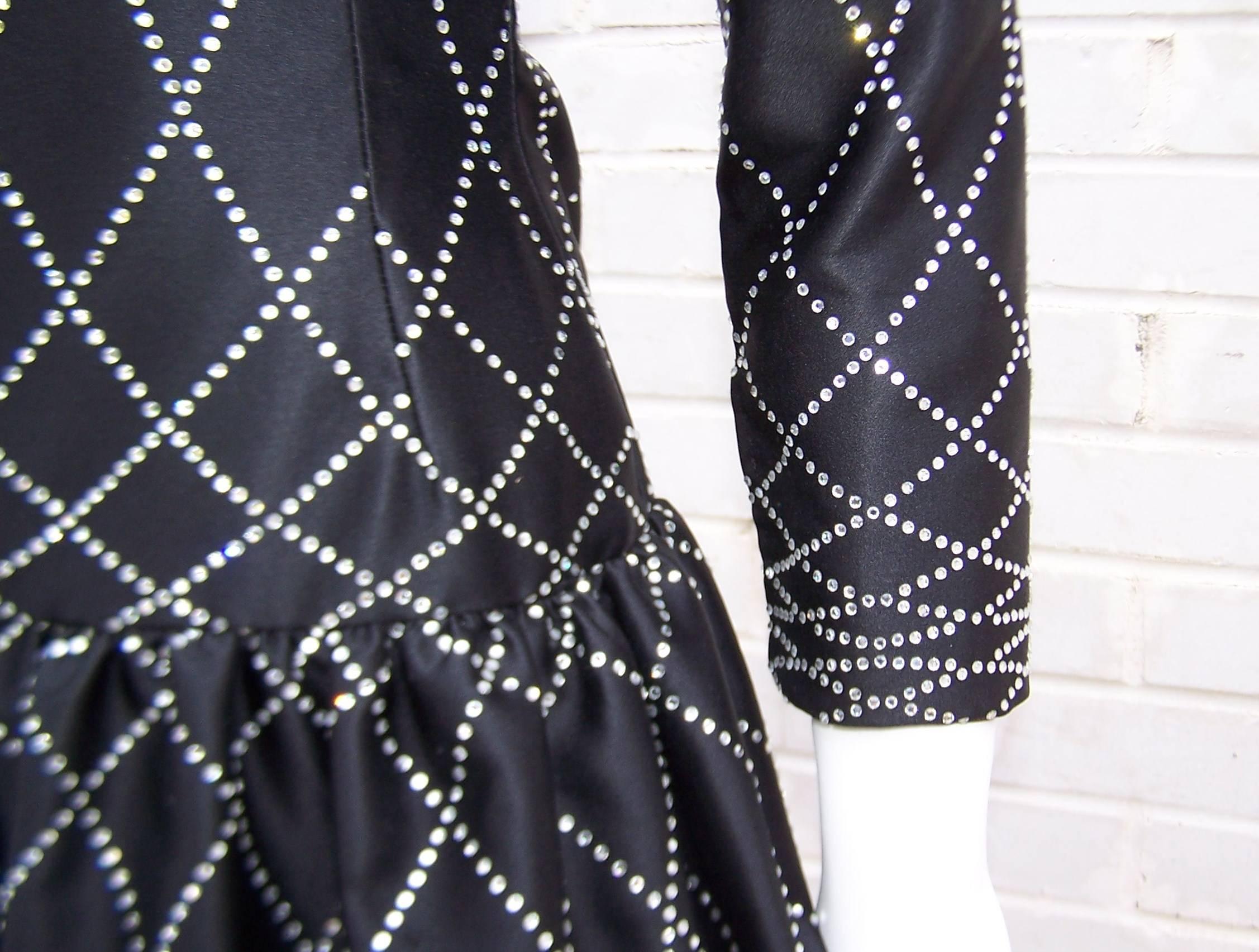 Art Deco Inspired 1970's Arnold Scaasi Crystal Embellished Black Dress ...