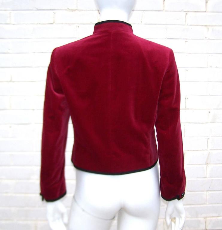 C.1980 Jaeger Cherry Red Velvet Bellhop Style Jacket at 1stDibs | red ...