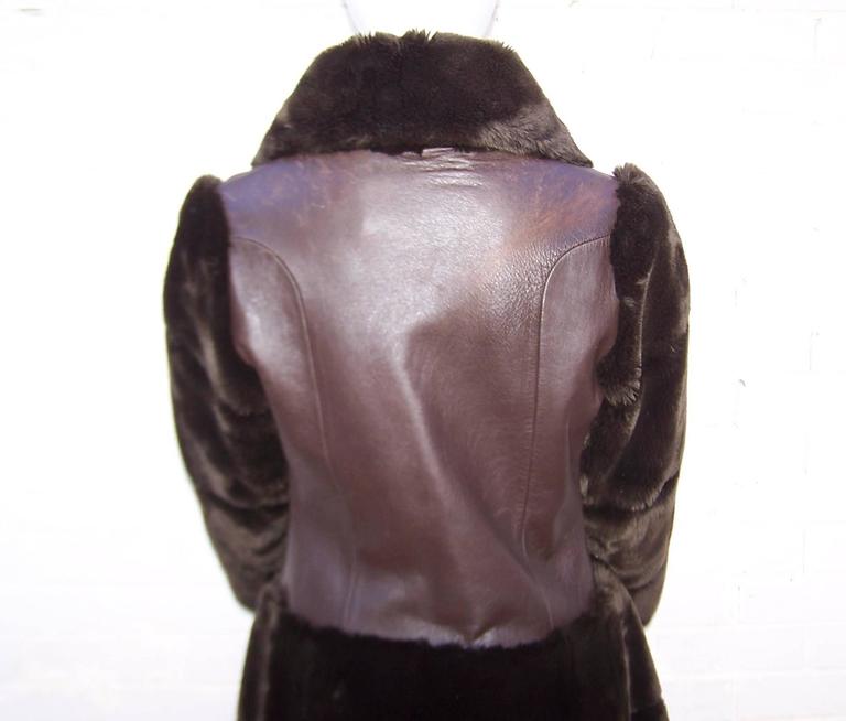 French 1960's Flight Jacket Style Brown Leather and Faux Fur Coat at ...