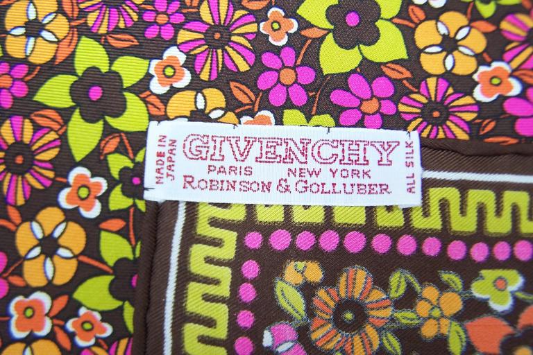 Mod and Colorful C.1970 Givenchy Silk Scarf at 1stDibs