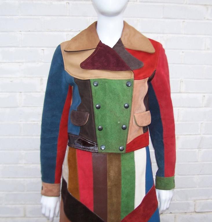 Bohemian C.1970 Patchwork Leather Motorcycle Jacket and Maxi Skirt at ...