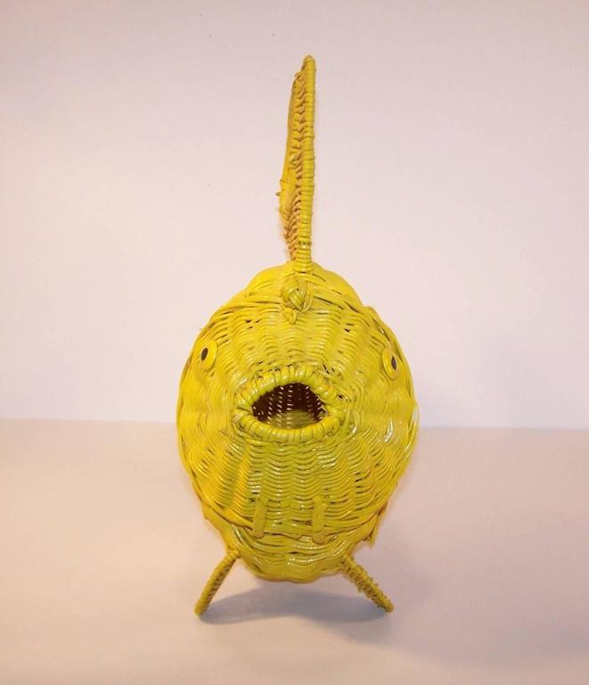 Whimsical 1950's Large Yellow Wicker Fish Novelty Handbag at 1stDibs ...
