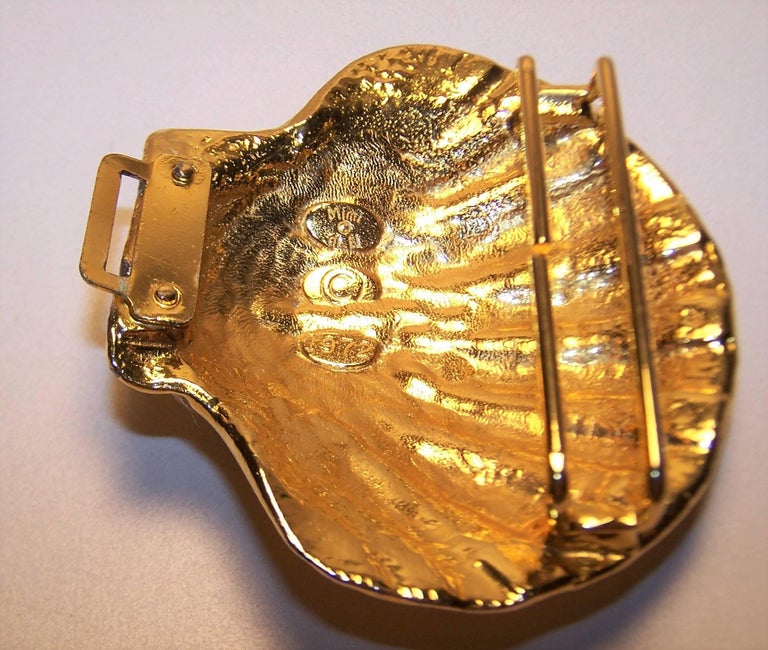 Large 1972 Mimi di N Gold Scallop Shell Belt Buckles at 1stDibs
