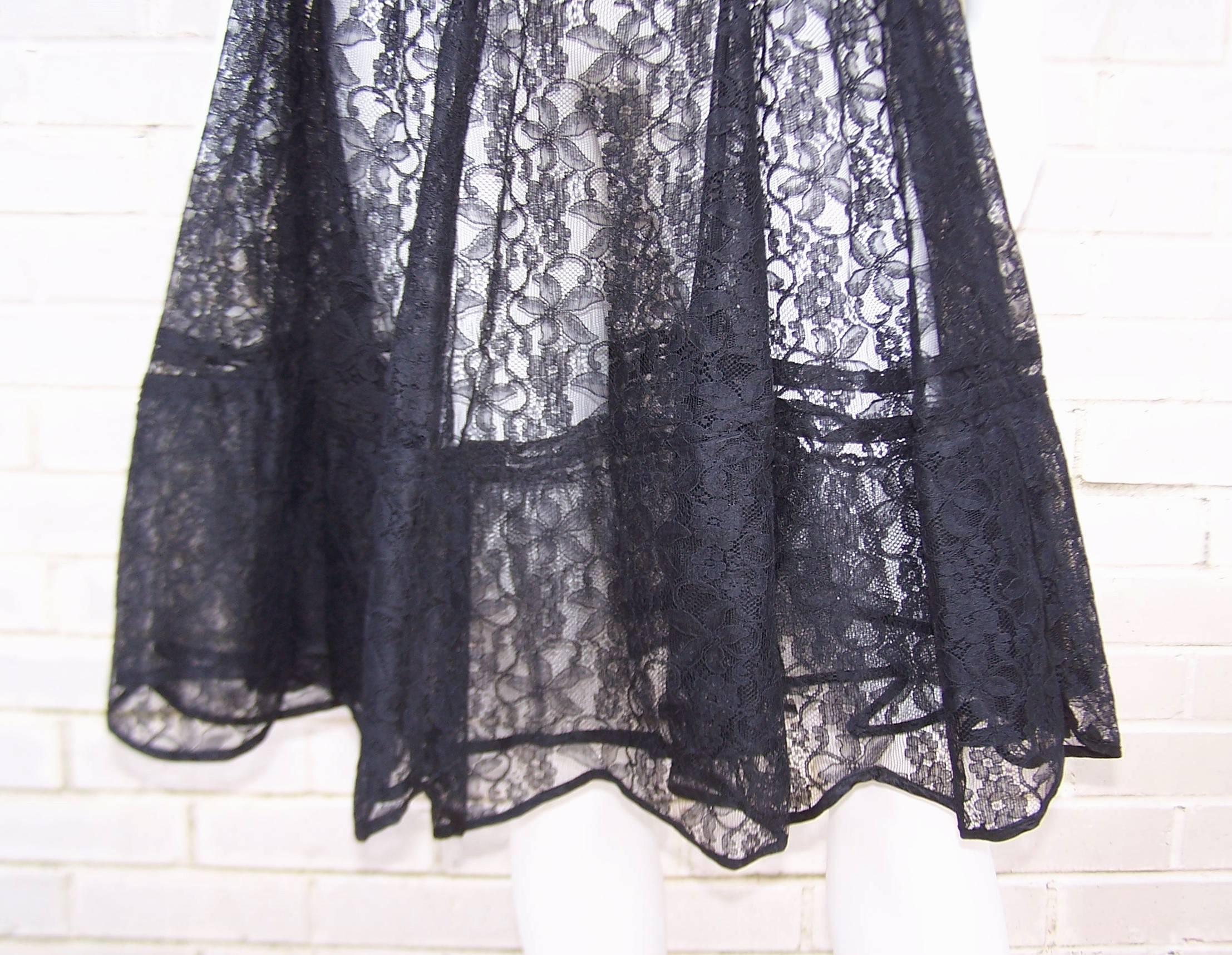 Seductive 1950's Black Lace Crinoline Petticoat Slip at 1stDibs | black ...