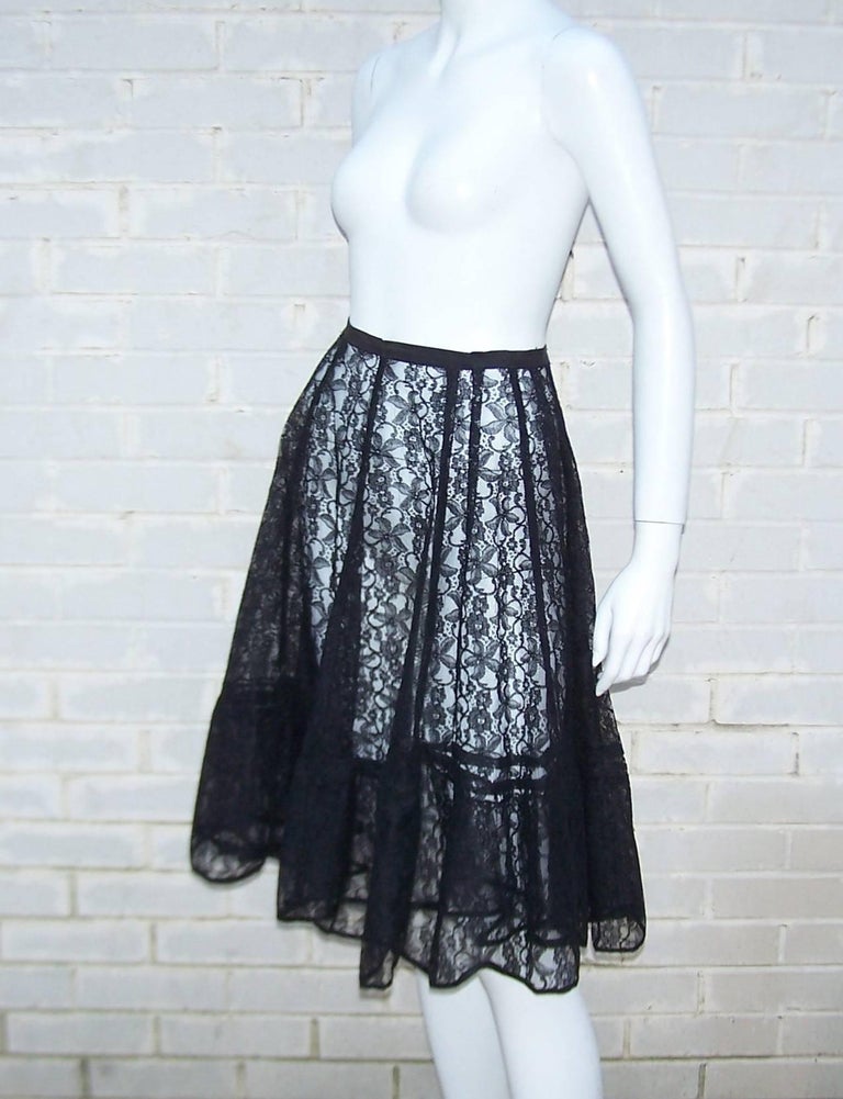 Seductive 1950's Black Lace Crinoline Petticoat Slip at 1stDibs | lace ...