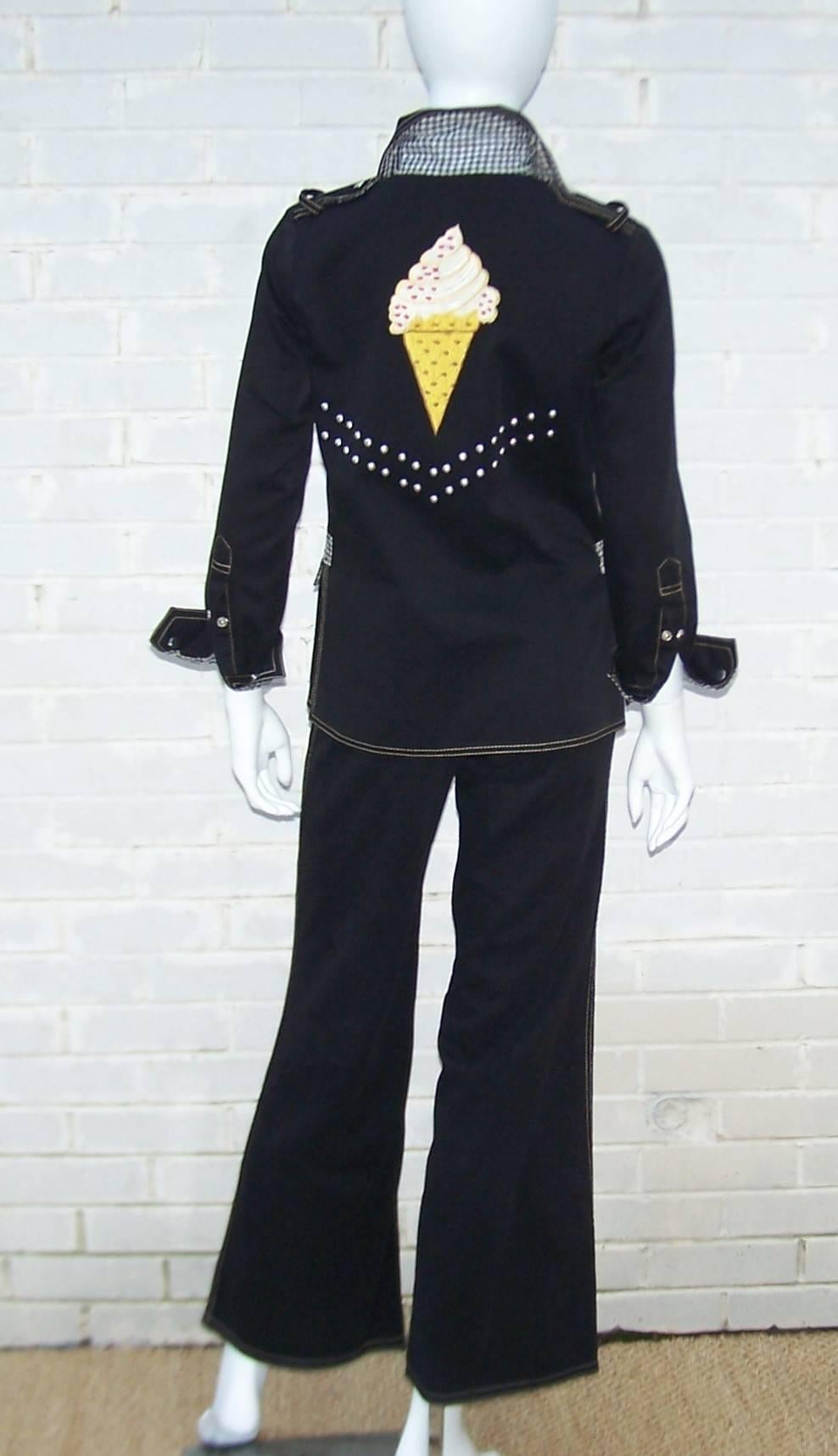 Studded 1970's Bell Bottom Suit With Ice Cream Cone Appliques For Sale ...