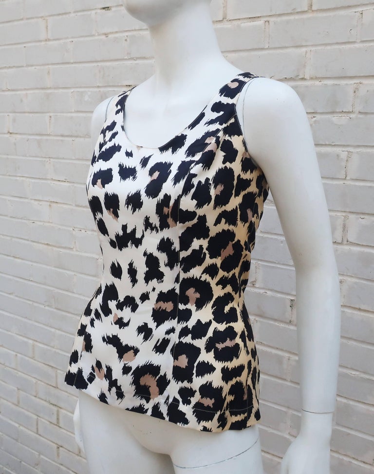 Thierry Mugler Silk Animal Leopard Print Top, C.1990 For Sale at 1stDibs
