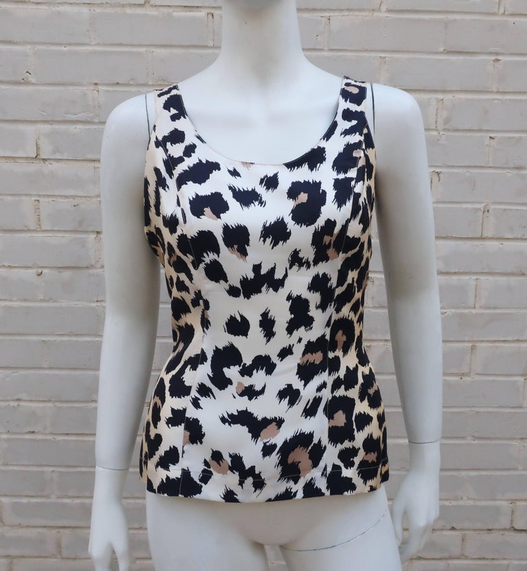 Thierry Mugler Silk Animal Leopard Print Top, C.1990 For Sale at 1stDibs