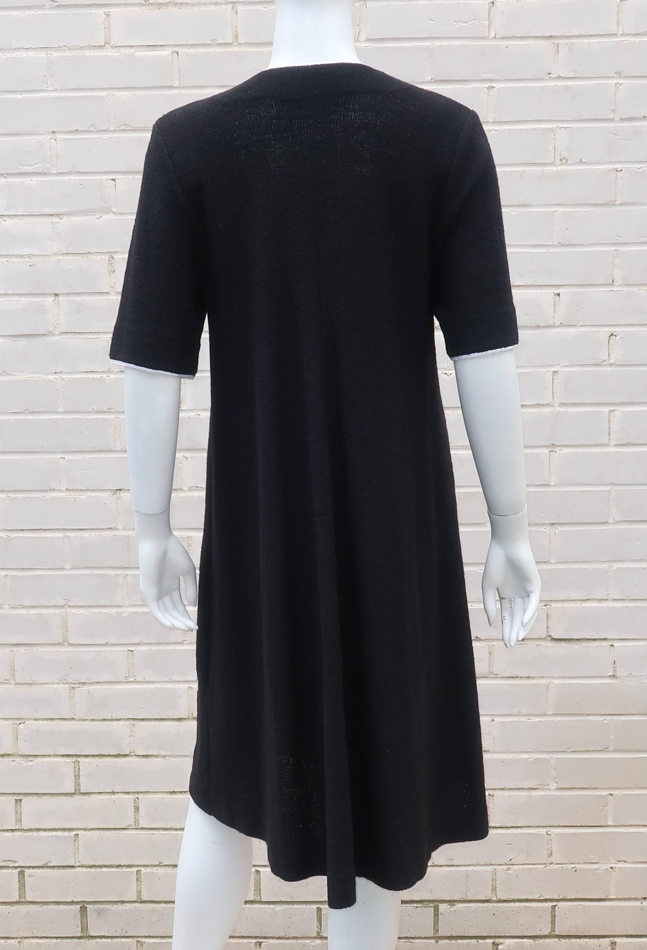 Steve Fabrikant Black and White Knit Trapeze Dress With Musical Notes ...
