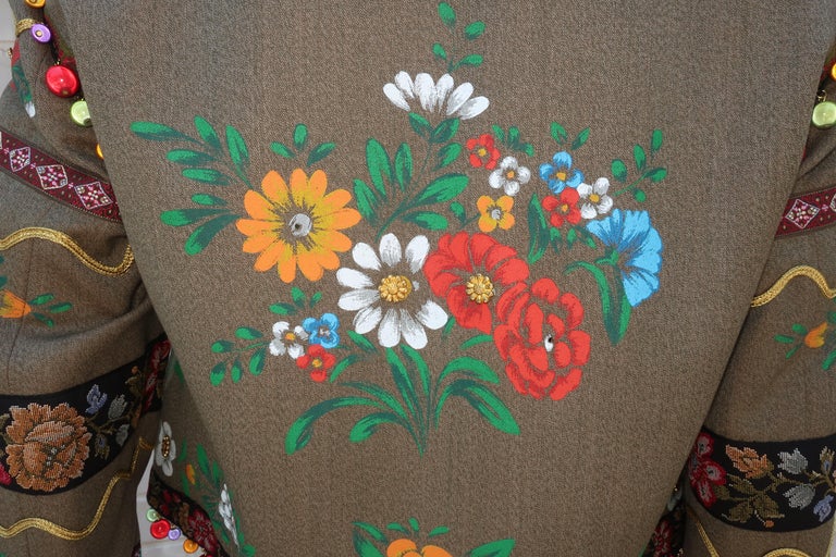 Moschino Couture Floral Painted Tweed Jacket With Bead Trim at 1stDibs ...