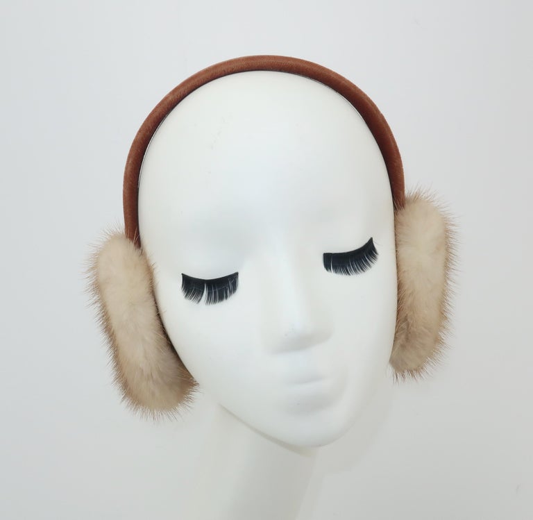 Blonde Mink Fur and Velvet Vintage Ear Muffs at 1stDibs