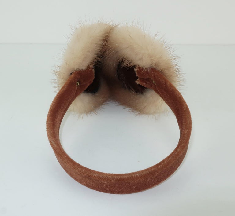 Blonde Mink Fur and Velvet Vintage Ear Muffs at 1stDibs