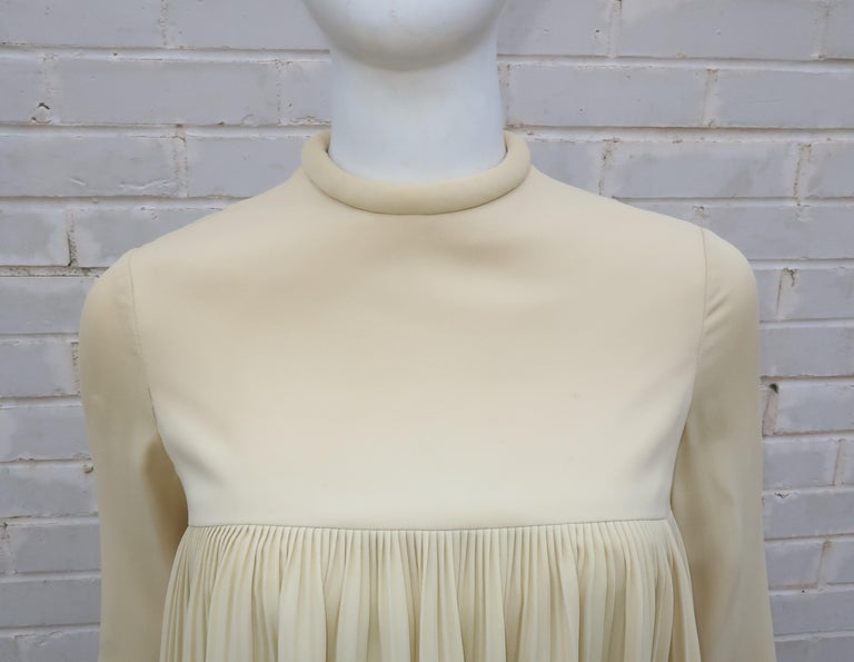 Pierre Cardin Micro Pleated Silk Trapeze Dress, 1960's at 1stDibs