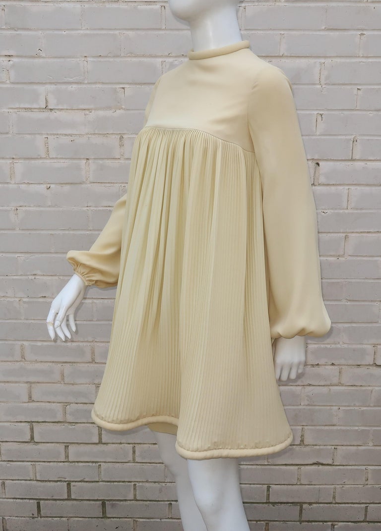 Pierre Cardin Micro Pleated Silk Trapeze Dress, 1960's at 1stDibs