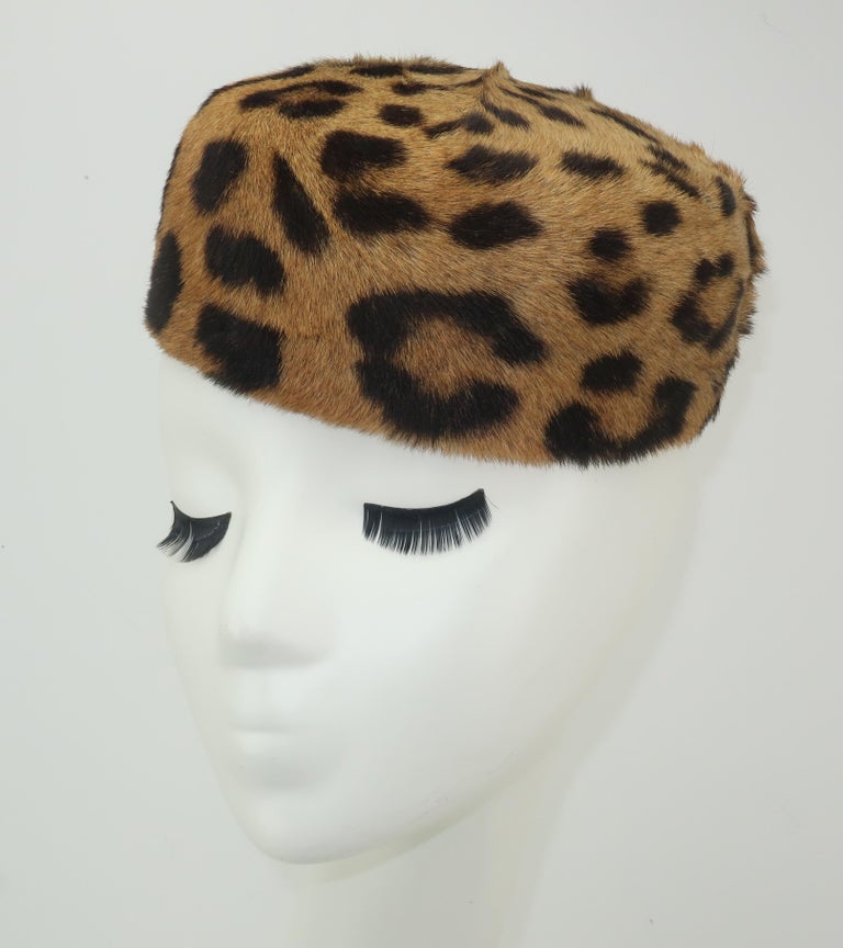 1950’s Leopard Print Fur Pillbox Hat at 1stDibs | pillbox hat 1950s