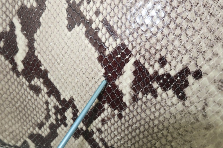 Vintage Neiman Marcus Python Printed Leather Handbag With Silver Handle ...