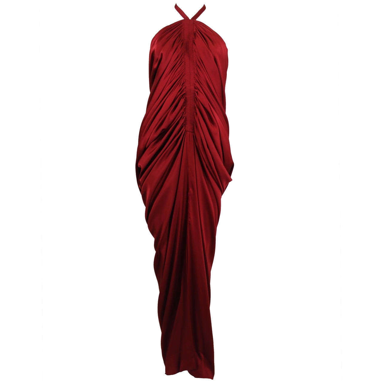 1980s Pierre Cardin Haute Couture Red Silk Jersey Cocoon Gown at 1stDibs