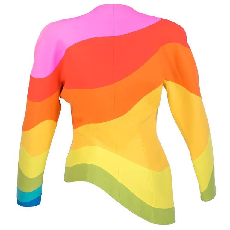 Mugler 90s Rainbow Stripe Jacket For Sale at 1stDibs