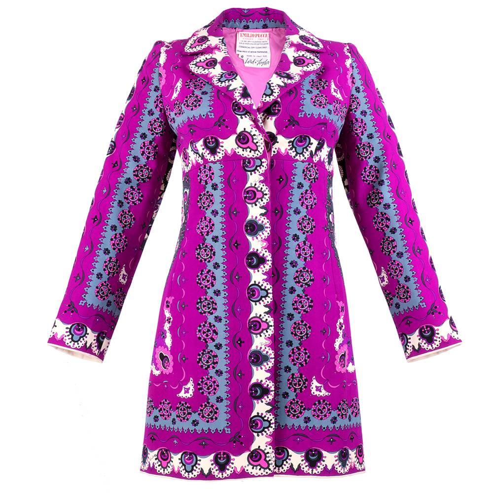 1960s Pucci Magenta Print Coat Dress For Sale at 1stDibs