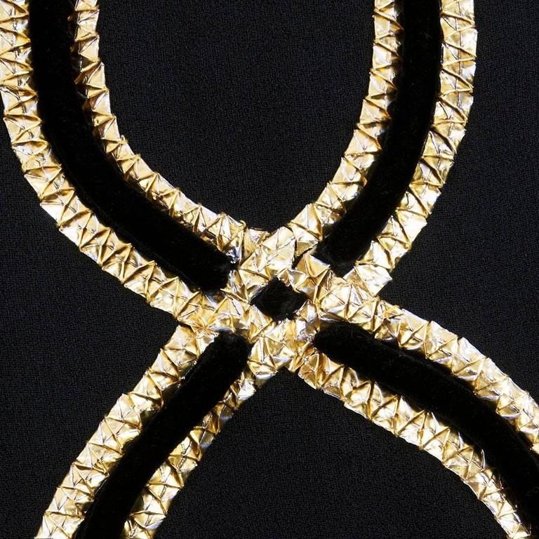 30s Chez Ninon Black Crepe Bias Cut Gown with Gold Foil Trim For Sale ...