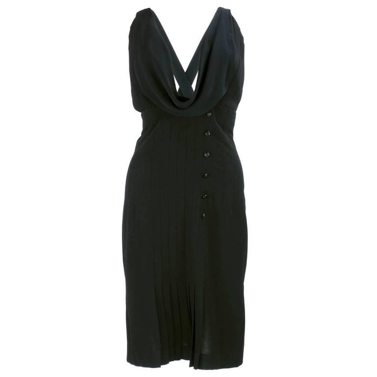 Sexy, Low Cut Little Black Dress by Chanel For Sale at 1stDibs