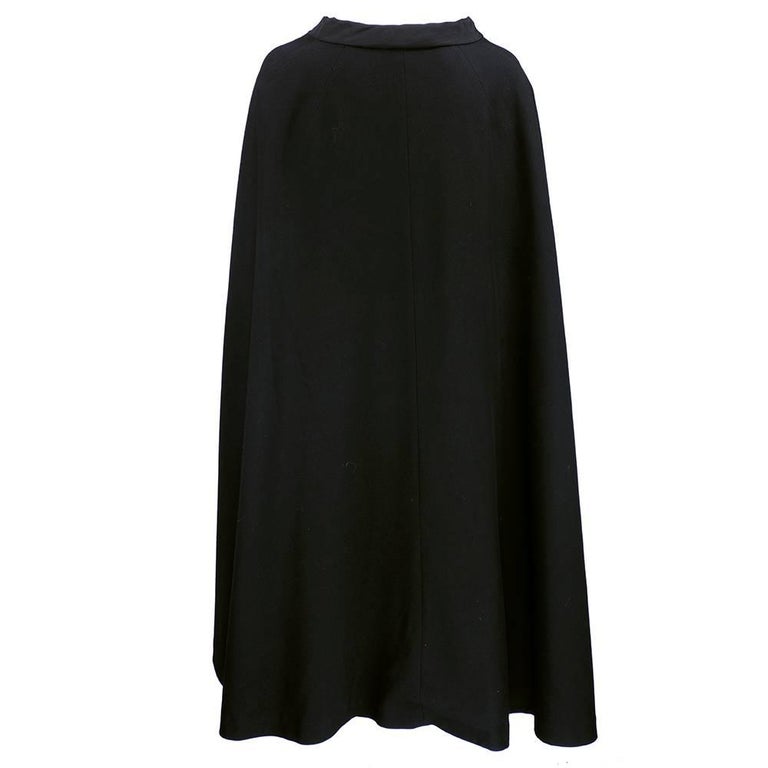 60s Pierre Cardin Mod Black Wool Military Style Cape For Sale at 1stDibs