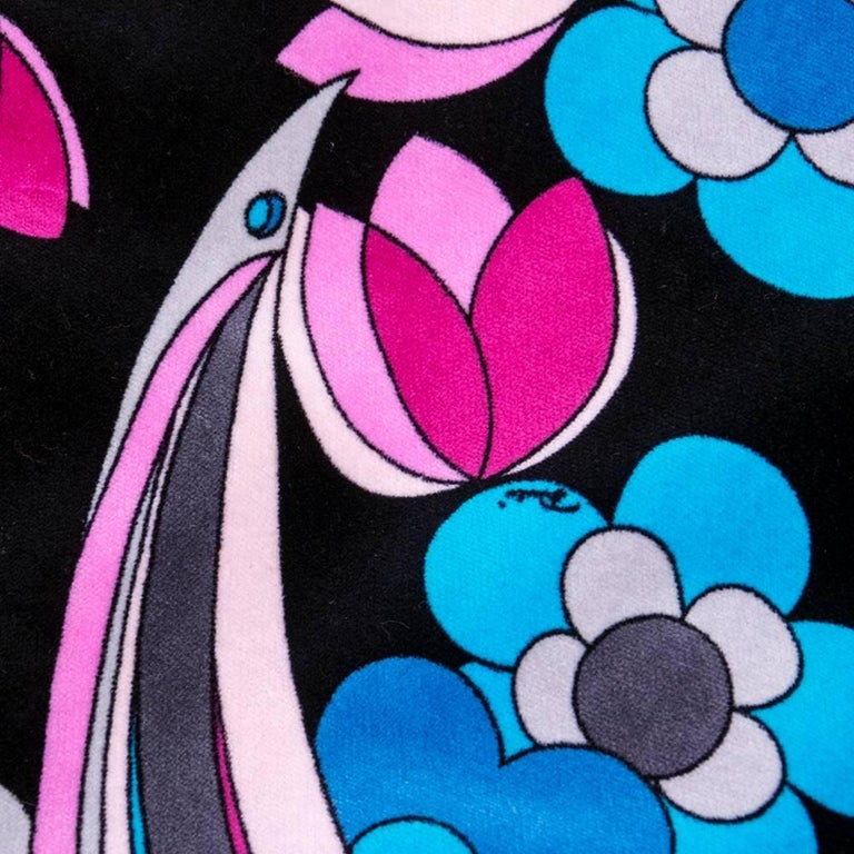 70s Pucci Velveteen Floral Print Dress For Sale at 1stDibs