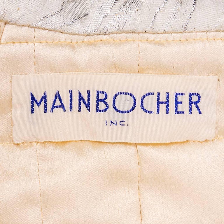 Mainbocher 1960s Silver Lamé Brocade Dress with Jacket For Sale at 1stDibs