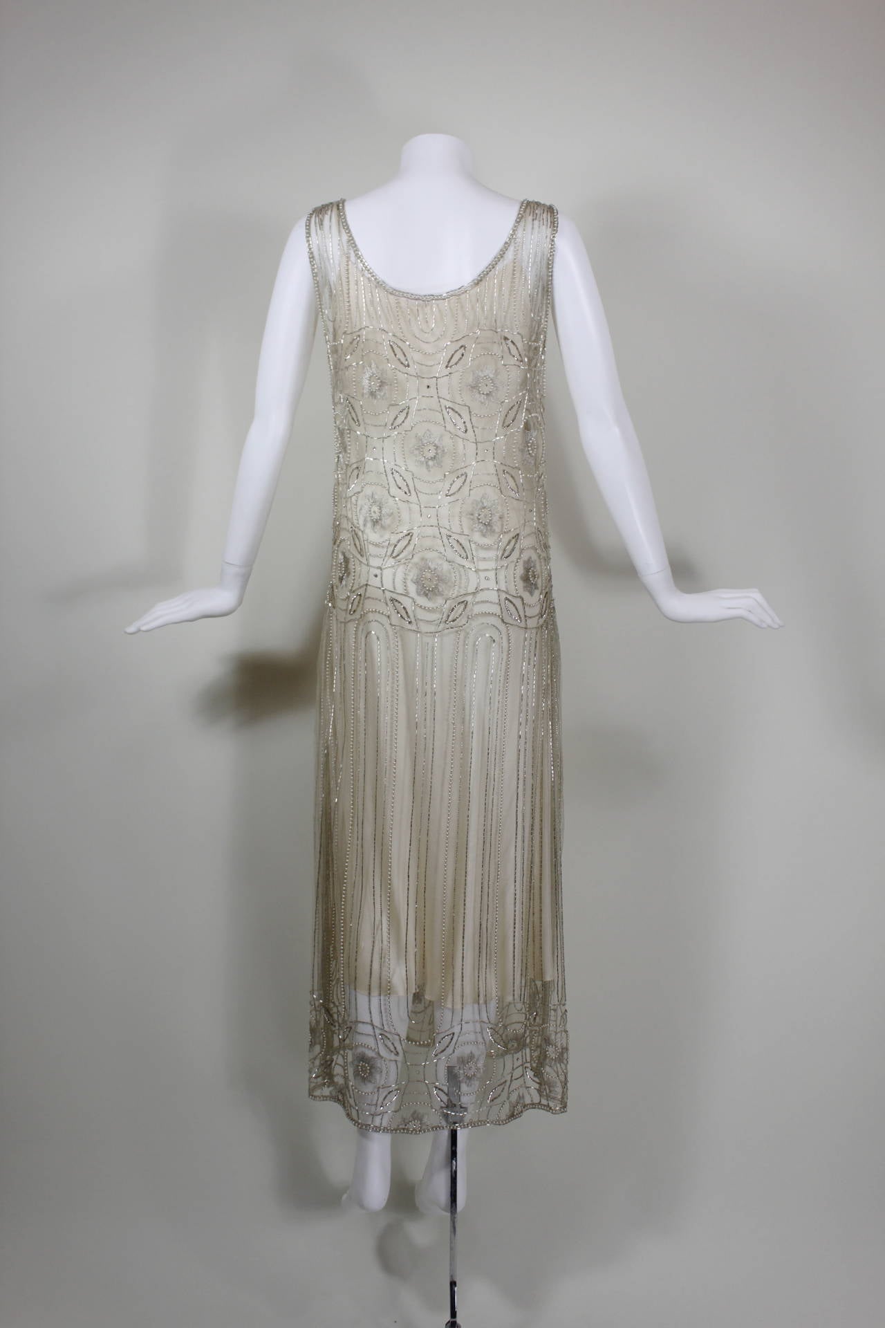 1920s Cream Net Beaded Tabard For Sale at 1stDibs