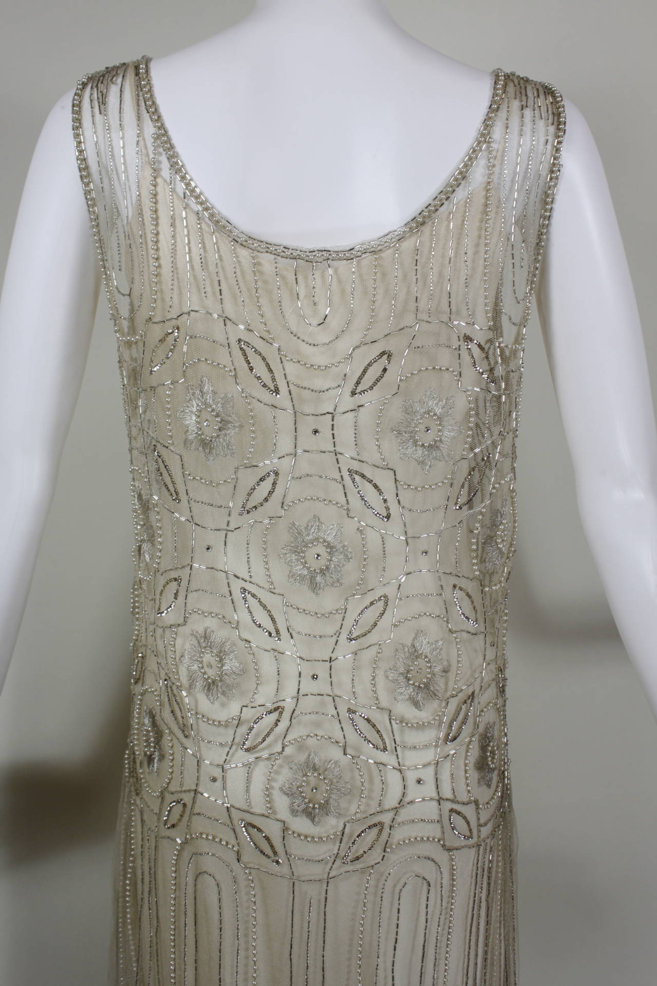 1920s Cream Net Beaded Tabard For Sale at 1stDibs