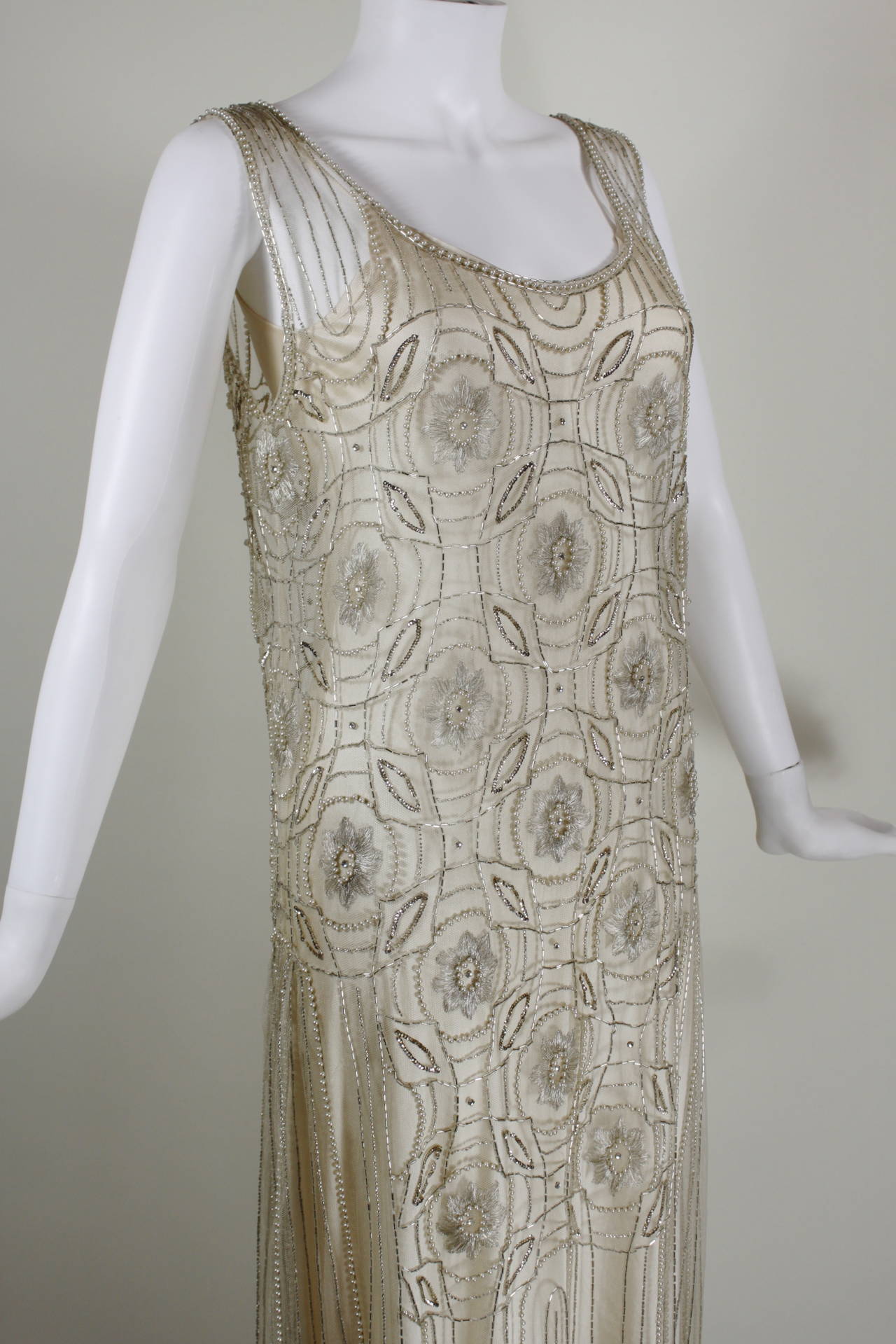1920s Cream Net Beaded Tabard For Sale at 1stDibs